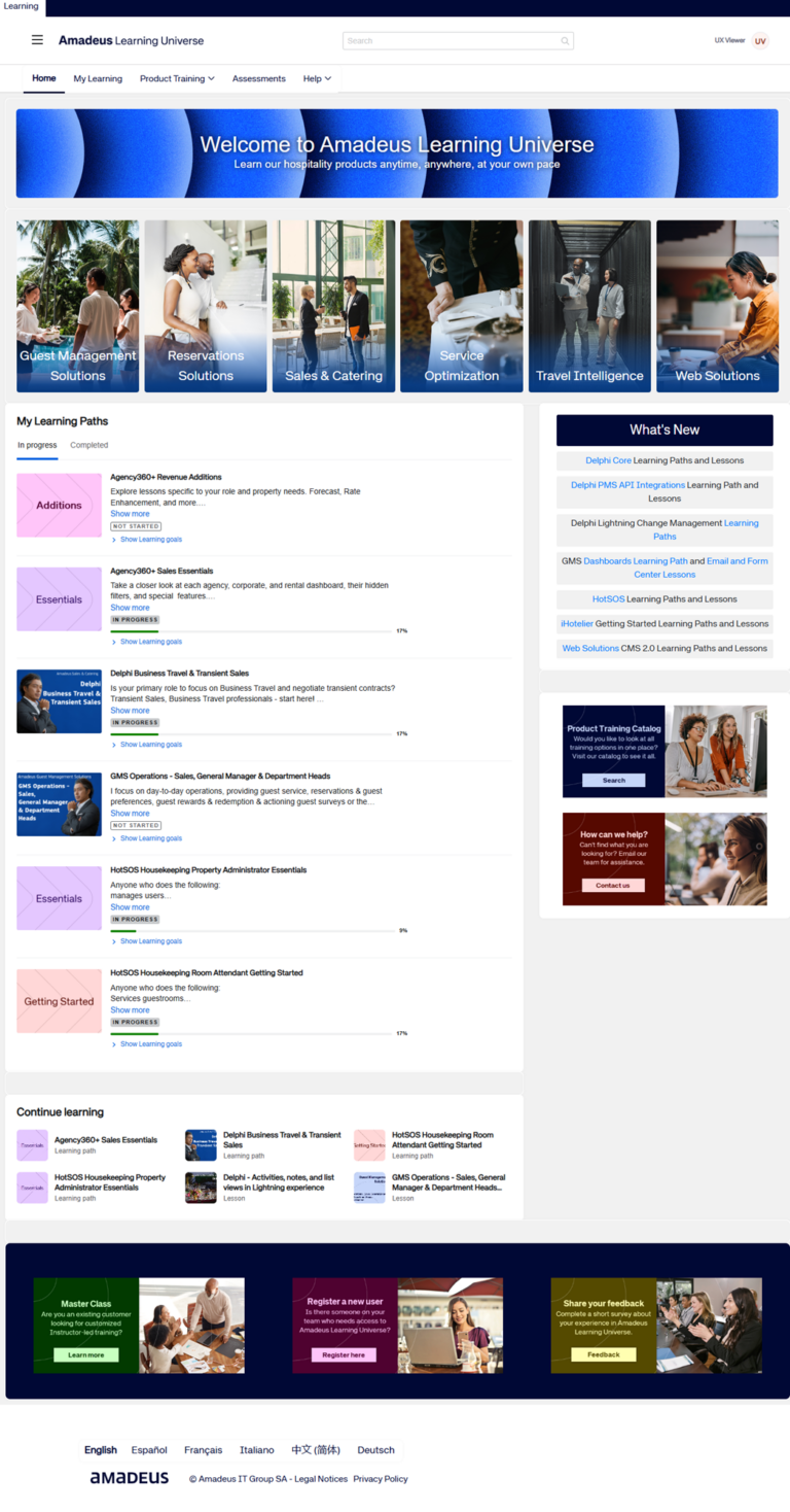 Amadeus Learning Universe · Hospitality Software Learning